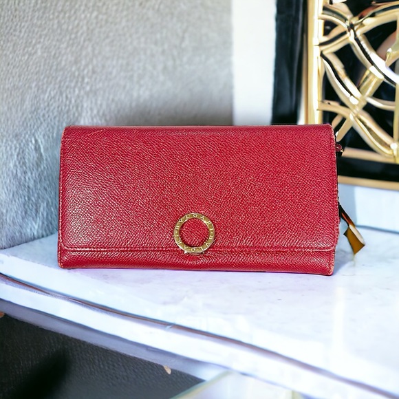 BVLGARI | Bags | Bvlgari Made In Italy Long Leather Wallet In Red ...